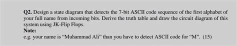 Solved Q2 Design A State Diagram That Detects The 7 Bit