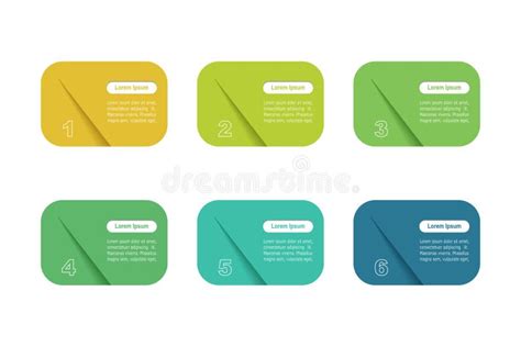 Business Concept 6 Steps Multicolor Rectangle Shape Design For