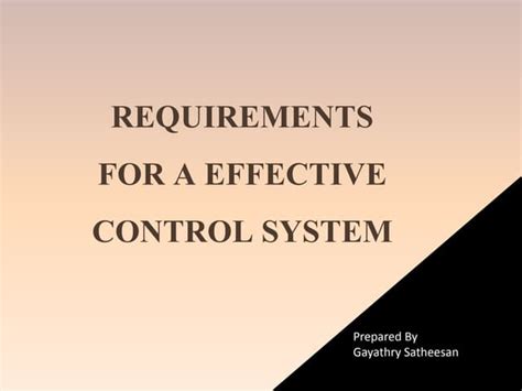 Requirement Of Effective Control System Pptx