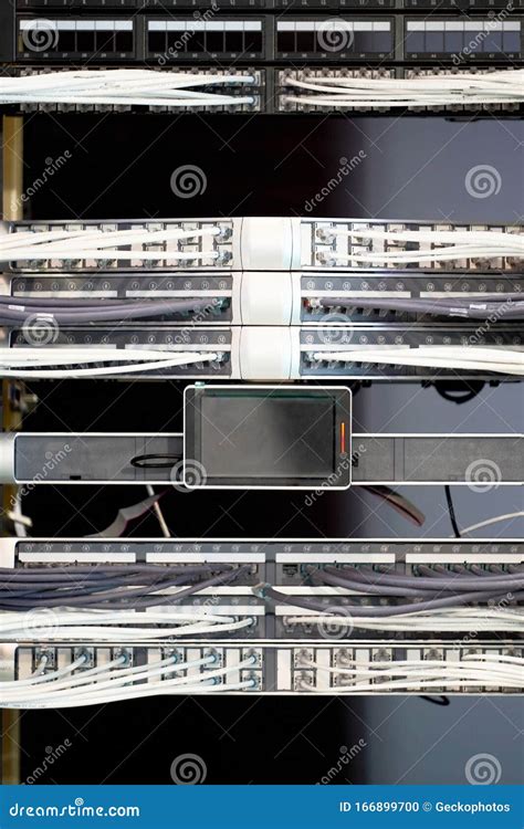 Network Server Panel Switch And Patch Cord Cable In Data Center Stock Photo Image Of Digital