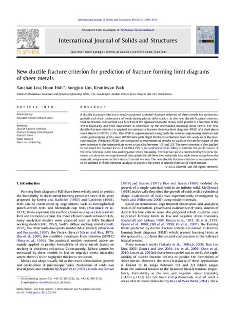 Pdf New Ductile Fracture Criterion For Prediction Of Fracture Forming Limit Diagrams Of Sheet