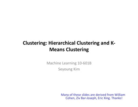Ppt Clustering Hierarchical Clustering And K Means Clustering
