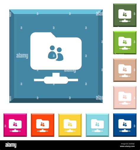 Ftp Group White Icons On Edged Square Buttons In Various Trendy Colors Stock Vector Image And Art