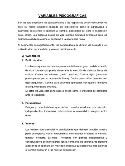 Variables Psicograficas Producto Negocio Marketing