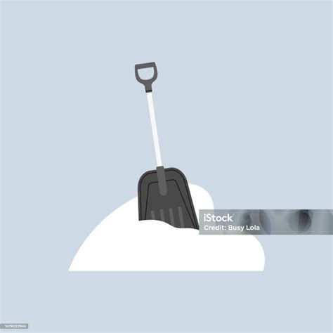 스노우 드리프트에있는 플라스틱 삽의 벡터 일러스트레이션 눈을위한 스페이드 눈삽에 대한 스톡 벡터 아트 및 기타 이미지 눈삽 플랫 디자인 거리 Istock