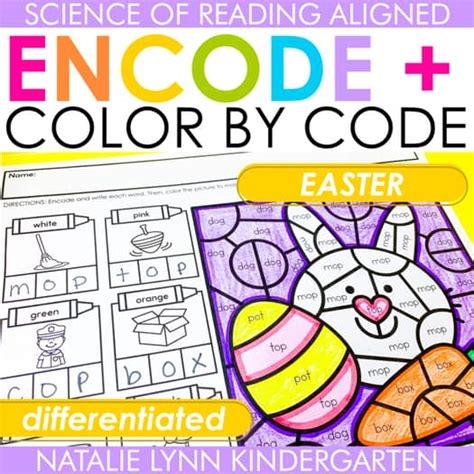 Easter Phonics Encode and Color by Code Worksheets Science of Reading K-2