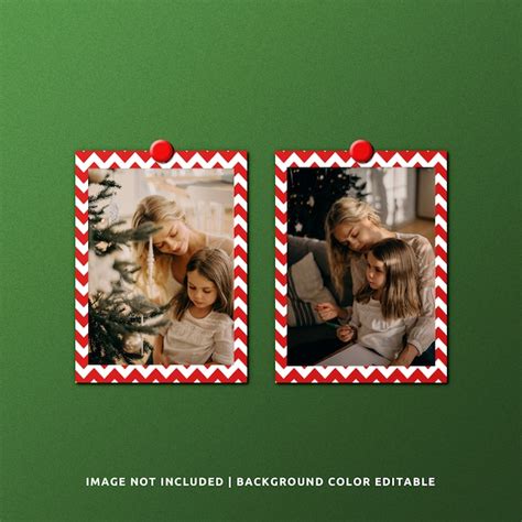 Premium Psd Twin Portrait Paper Frame Mockup For Christmas