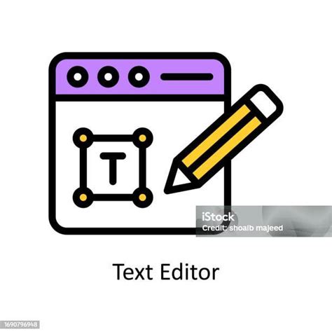 Vektor Editor Teks Garis Besar Terisi Ilustrasi Desain Ikon Simbol