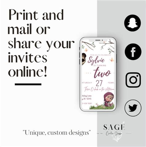 Masha And The Bear Birthday Invitation Template Girls Etsy