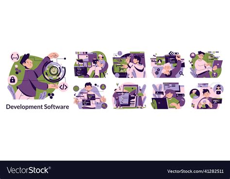 Software Development Programmers Coding Royalty Free Vector
