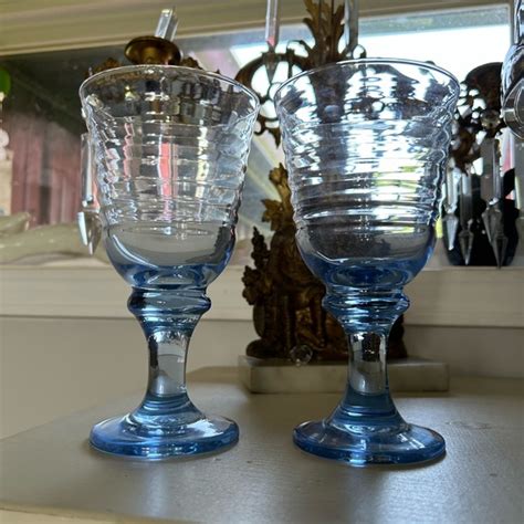 Libbey Dining Vintage Libbey Glass Sirrus Blue Goblets Poshmark