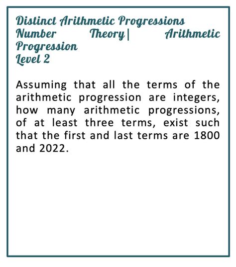 Distinct Arithmetic Progressions R Mathriddles