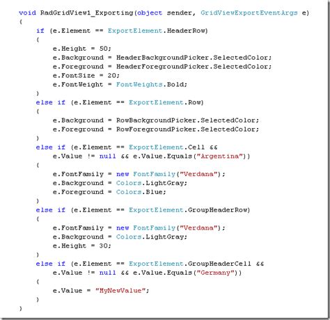 New Feature Export Styling And Formatting In Radgridview Fo