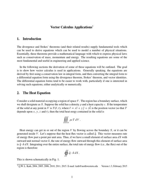 Vector Calculus Applications Pdf Heat Flux