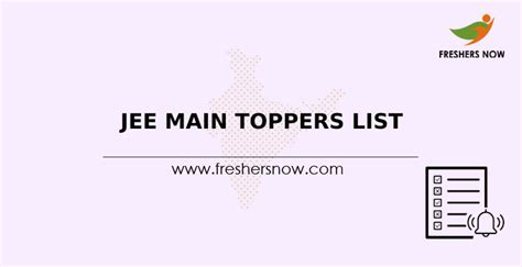 JEE Main Toppers List Out Toppers List Percentile Scores