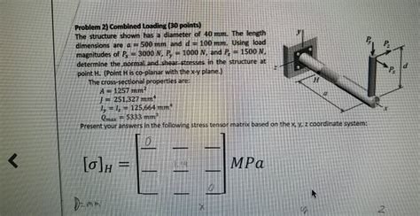 solved problem 2 combined loading 30 points the structure