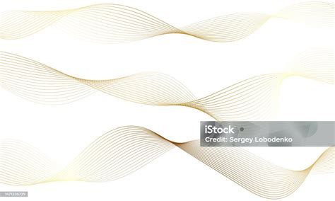 디자인을 위한 추상 금 그라데이션 웨이브 요소 디지털 주파수 트랙 이퀄라이저 양식화된 라인 아트 배경입니다 벡터 그림입니다 혼합 도구를 사용하여 만든 선으로 물결 모양 곡선