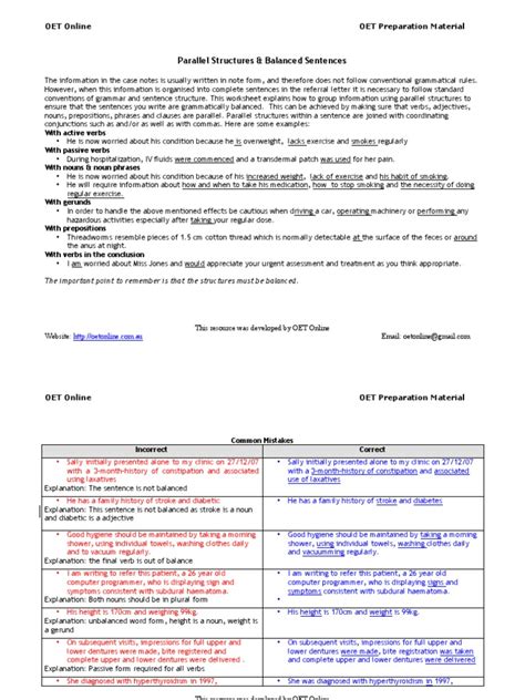 Parallel Sentences Sentence Linguistics Verb
