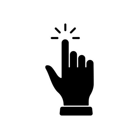 Press Gesture Hand Cursor For Computer Mouse Black Silhouette Icon Click Double Tap Touch