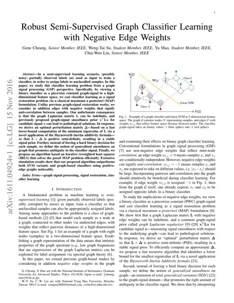 Pdf Robust Semi Supervised Graph Classifier Learning With Negative
