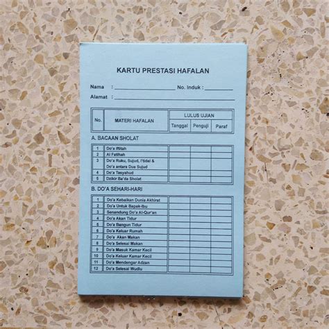 Kartu Prestasi Hafalan Per 10 Lembar Lazada Indonesia