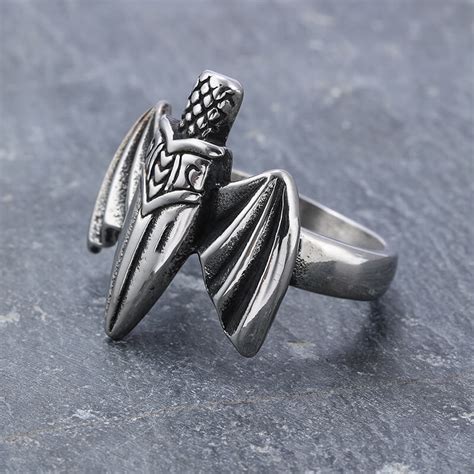 Winged Dagger Stainless Steel Ring Rock And Spark