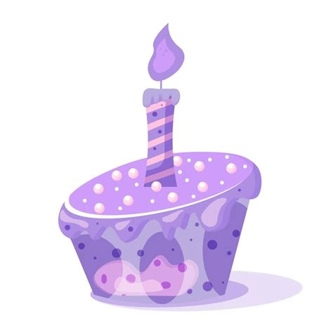 위에 촛불이 있는 생일 케이크의 그림 프리미엄 벡터