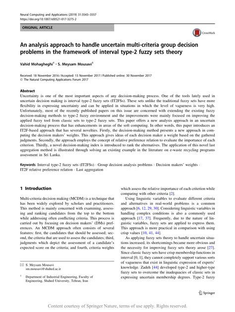 an analysis approach to handle uncertain multi criteria group decision