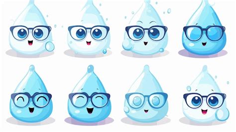 Adorable Kawaii Water Drop Character Set For Designs Premium Ai