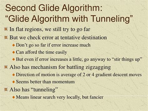 Ppt Glide Algorithm With Tunneling A Fast Reliably Convergent Algorithm For Neural Network