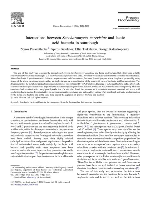 Interactions Between Saccharomyces Cerevisiae And Lactic Acid Bacteria