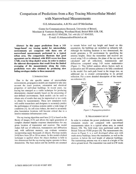 Pdf Comparison Of Predictions From A Ray Tracing Microcellular Model With Narrowband Measurements