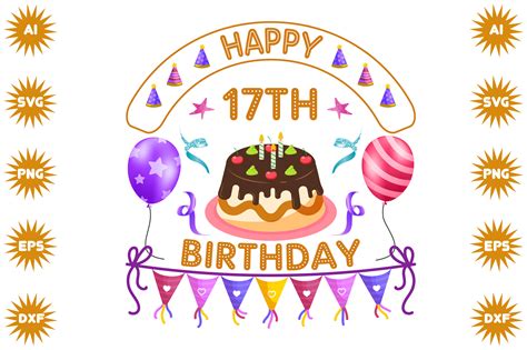 Happy 17th Birthday Graphic By Brenbox · Creative Fabrica