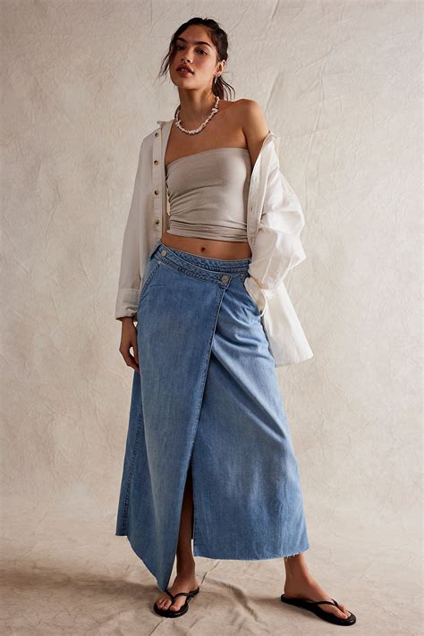 We The Free Roxie Denim Wrap Skirt Denim Wrap Skirt Wrap Skirt