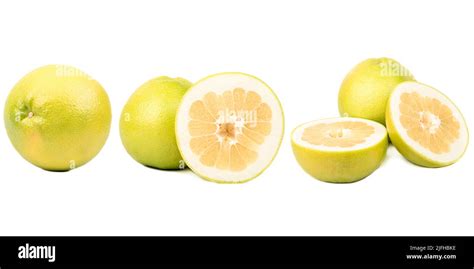 Ripe Sweetie Citrus Whole Fruit Cross Section And Slice Set Isolated