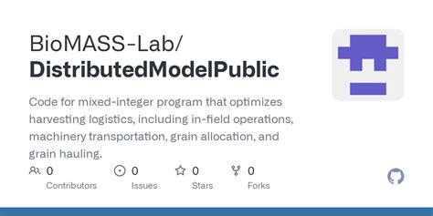 Github Biomass Labdistributedmodelpublic Code For Mixed Integer