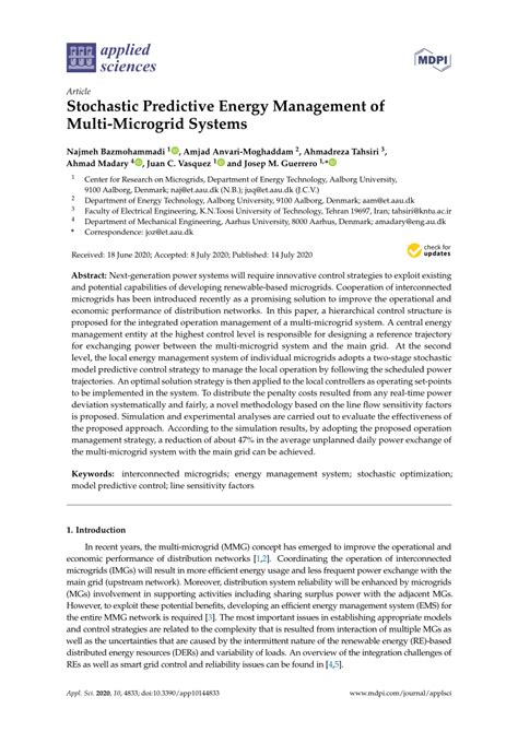 Pdf Stochastic Predictive Energy Management Of Multi Microgrid Systems