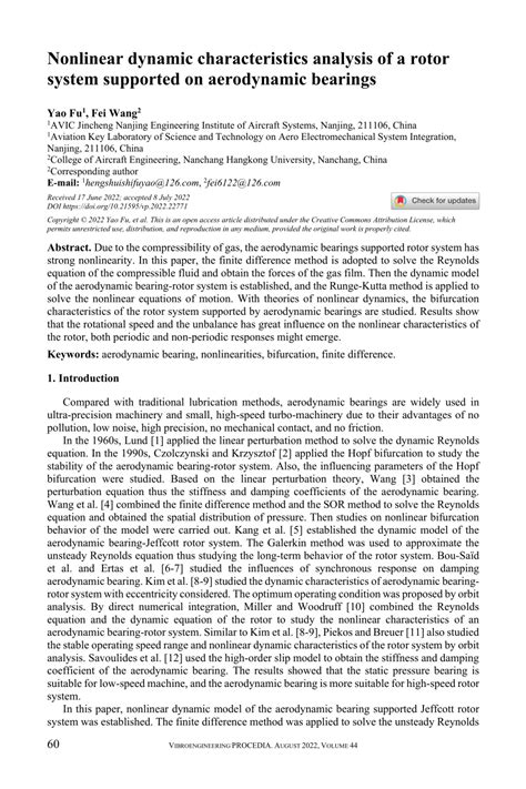 Pdf Nonlinear Dynamic Characteristics Analysis Of A Rotor System