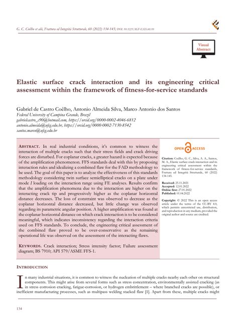 Pdf Elastic Surface Crack Interaction And Its Engineering Critical Assessment Within The