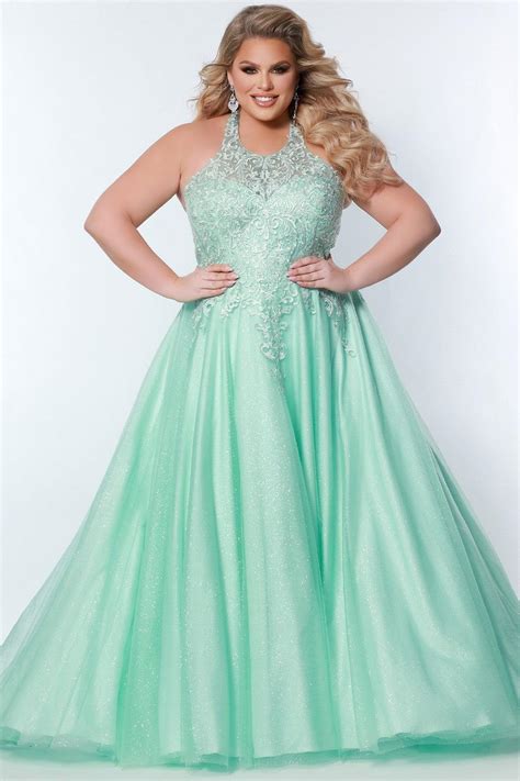 Mint Sydneys Closet Sc7352 Plus Size Long Halter Prom Dress For 45899