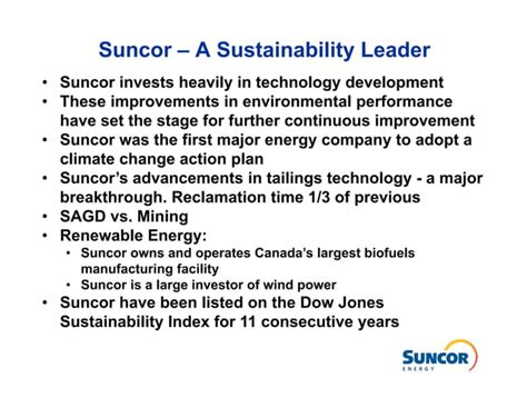 Suncor And Its Oil Sands Operations Ppt