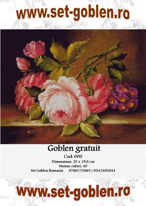 Goblen Diagrame Gratuite Trandafiri Pe Postament Totul Despre Goblen Set Goblen Romania