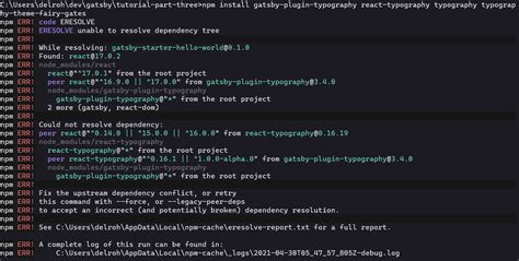 gatsby plugin typography error while following gatsby tutorial part