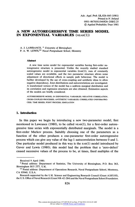 Pdf A New Autoregressive Time Series Model In Exponential Variables