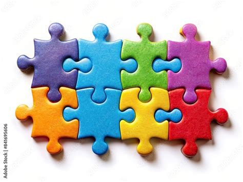 Jigsaw Puzzle Pieces Connected Together On A White Background Jigsaw Puzzle Pieces Connected