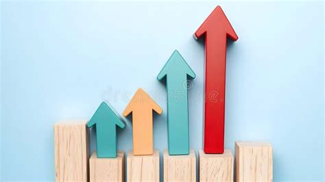 Colorful Upward Arrows On Wooden Blocks Showing Growth Progress And Success Ai Generated Stock