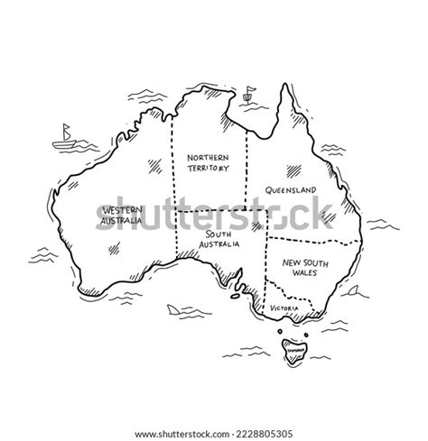Doodle Hand Drawing Aussie Australia Outline Stock Vector Royalty Free