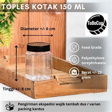 Jual Toples Kotak ML Plastik Toples Sambal Toples Bumbu Toples Bawang Jar Plastik
