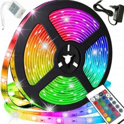 TAŚMA LED RGB 5m WODOODPORNA Ledy 5050 Listwa 230v 12v Kolorowa NA