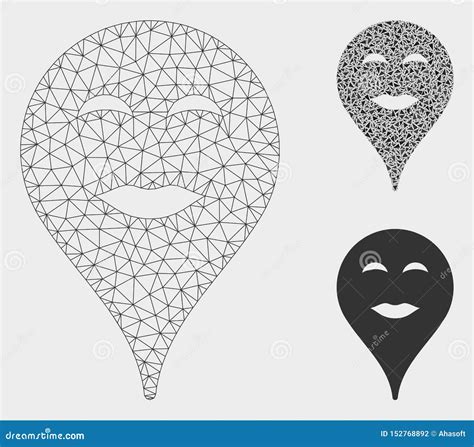 Lady Pleasure Smiley Map Marker Vector Mesh Wire Frame Model And Triangle Mosaic Icon Stock